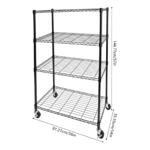 MEIWAIZX Storage Shelves UltraDurable Steel Wire Shelving Unit with Wheels 36" Dx14 Wx57 H Heavy Duty Metal Shelves Garage Organizer Wire Rack Shelving for Kitchens Warehouses Supermarkets