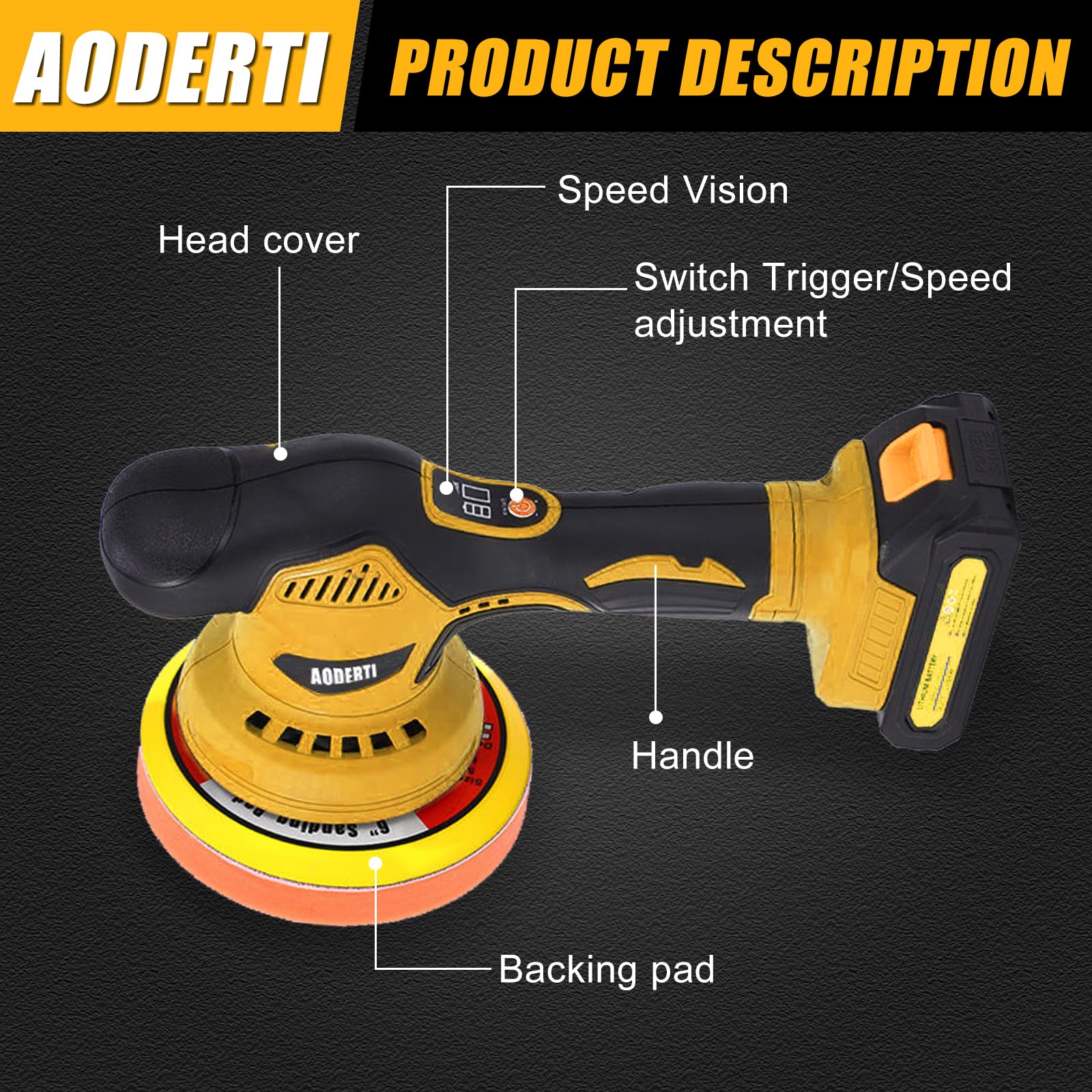 Cordless Buffer Polisher Compatiable with DEWALT 20V Max Battery, 6800RPM Variable Speed Brushless Motor Car Buffer, Lightweight Rotary Polisher for Boat, Car Polishing and Waxing (Tool Only)