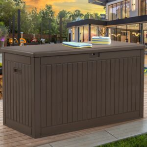 yitahome 260 gallon large deck box with divider & side handles, outdoor double-wall storage for patio furniture cushions, garden pool accessories, water resistant & lockable