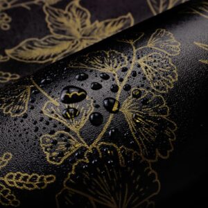 EeeComing Peel and Stick Wallpaper Black and Gold Floral Wallpaper Gold Floral Contact Paper Removable Self Adhesive Wallpaper for Wall Cabinets Vinyl Roll 78.7"x17.3"