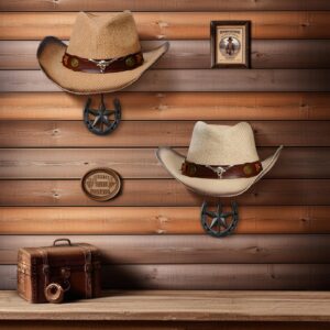 Cowboy Hat Holder 2 Pack Cast Iron Cowboy Hat Rack for Wall Horseshoe Cowboy Hat Hook Rustic Metal Western Decor for Home Bedroom Living Room Entryway Cowboy Hat Storage Men's