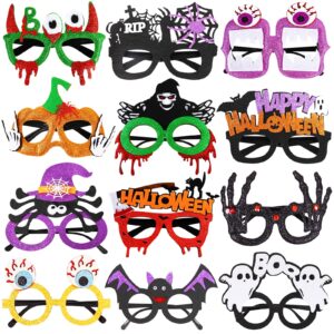 bluegogo halloween glasses 12pcs glitter halloween eyeglasses for kids adults funny halloween party favors photo booth props pumpkin spider web funny party decorations