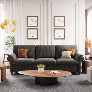 LIKIMIO Sofa 89 Inch, Comfy Sofa Couch with USP Port, Extra Deep Seats Modern 3 Seater Sofa, Couch for Living Room Apartment Lounge, Gray Chenille