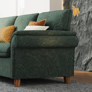 LIKIMIO Sofa 89 Inch, Comfy Sofa Couch with USP Port, Extra Deep Seats Modern 3 Seater Sofa, Couch for Living Room Apartment Lounge, Green Chenille