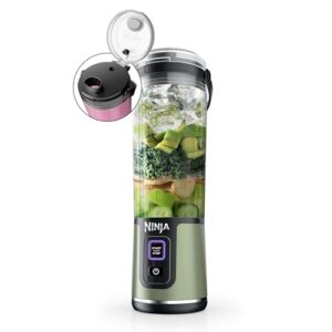 ninja blast portable blender, cordless, 18oz. vessel, personal blender for-shakes and smoothies, bpa free, leakproof-lid and sip spout, usb-c rechargeable, dishwasher safe parts, olive green, bc151og