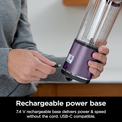 Ninja Blast Portable Blender, Cordless, 18oz. Vessel, Personal Blender for Shakes & Smoothies, BPA Free, Leakproof Lid & Sip Spout, USB-C Rechargeable, Dishwasher Safe Parts, Metallic Purple, BC151PL