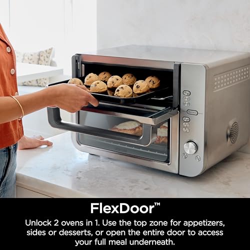 Ninja Double Stack XL Countertop Oven & Air Fryer, 12-in-1, Flexdoor, FlavorSeal, SMART FINISH with DualZone Technology, Countertop Oven, Air Fryer, Bake, Broil, Reheat, Pizza, Stainless Steel, DCT601