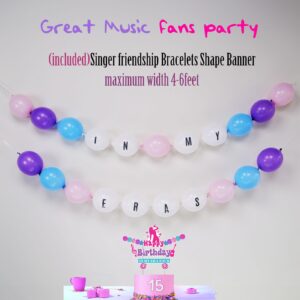 Pink purple blue music fans Balloon garland arch kit 140pcs disco ball Star mylar balloon & singer friendship Bracelets Shape balloons chain for girl sweet16 birthday Concert theme decorations