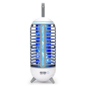 bug zapper, mosquito zapper led light 2 in 1 for outdoor and indoor, wireless electric bug zappers battery powered rechargeable, insect fly traps fly zapper for home backyard camping patio, white