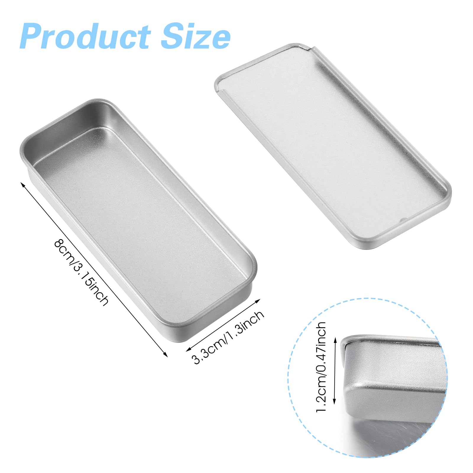 Gjinxi 3PCs Metal Storage Tin Box with Lid, Portable Empty Household Storage Box, Rectangular Tins Container for Key, Candy, Coin, Earrings, Home Organizer Tin Holders Box Set for DIY Use