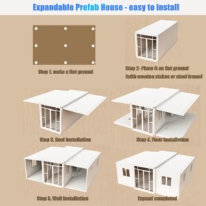 2 Bedroom 20FT Tiny Houses to Live in for Adults Mini Foldable Expandable Container Prefab Home kit Mobile Modular casas prefabricadas para vivir Mini Live Houses for sale,with Toilet Kitchen Bathroom