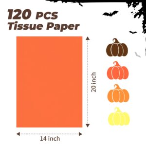 Simetufy Orange Tissue Paper for Gift Bags, 120 Sheets 14 x 20 Inches Yellow Tissue Paper Gift Wrapping, Brown Tissue Paper Bulk for Fall, Halloween, Thanksgiving, Birthday, Holiday and DIY Crafts