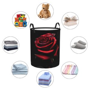 Red And Roses Print Laundry Hamper Laundry Basket Hamper Clothes Storage Bucket Clothes Bag Toy Basket