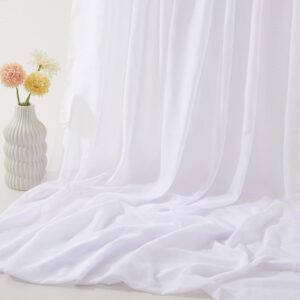 VACVELT White Chiffon Fabric by The Yard, 60 Inch Wide Chiffon Sheer Fabric Bolt Wedding Draping Fabric, Soft Chiffon Fabric for Wedding Arch Draping Backdrop, Party Decoration (Pre-Cut, 1 Yard)