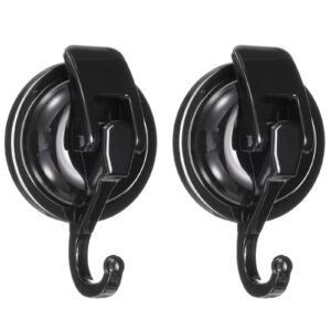 harfington 2pcs suction cups hooks powerful vacuum multi-purpose suction shower hooks removable reusable waterproof wreath cup hook for bathroom kitchen restroom, black