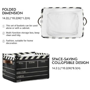 ALAZA Cinema Movie Clapboard Large Storage Basket for Organizing Foldable Storage Bin for Shelves Home with Handles 1 Pack