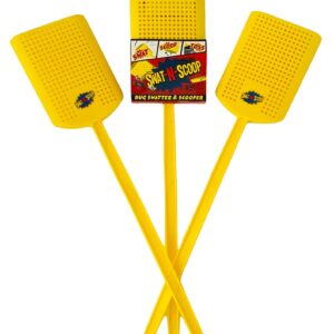 Swat-N-Scoop, Heavy Duty Fly Swatter and Spider Catcher and Release. Insect Fly Catchers for Inside Home. House Fly Swatter or Humane Bug Catcher with Built in Insect Scoop. (3pk, Yellow)