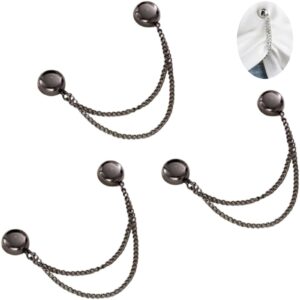 multi-function magnetic clothing clips, 2024 new cinch clips for clothing, long chain colorful pinless brooch, enhance fashion effortlessly for career suit hijab tie hat scarf decorate (3pcs black)