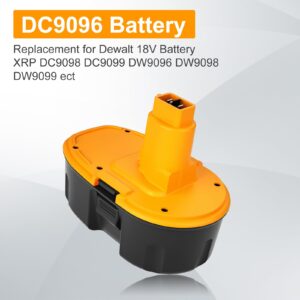 Amsbat 2 Packs 4500mAh High Capacity Ni-Mh DC9096 DC9098 DC9099 DW9096 Battery Replacement for Dewalt 18V Battery XRP Compatible with Dewalt 18 Volt Battery DW9098 DW9099 DE9095 DE9098 DE9091(Yellow)