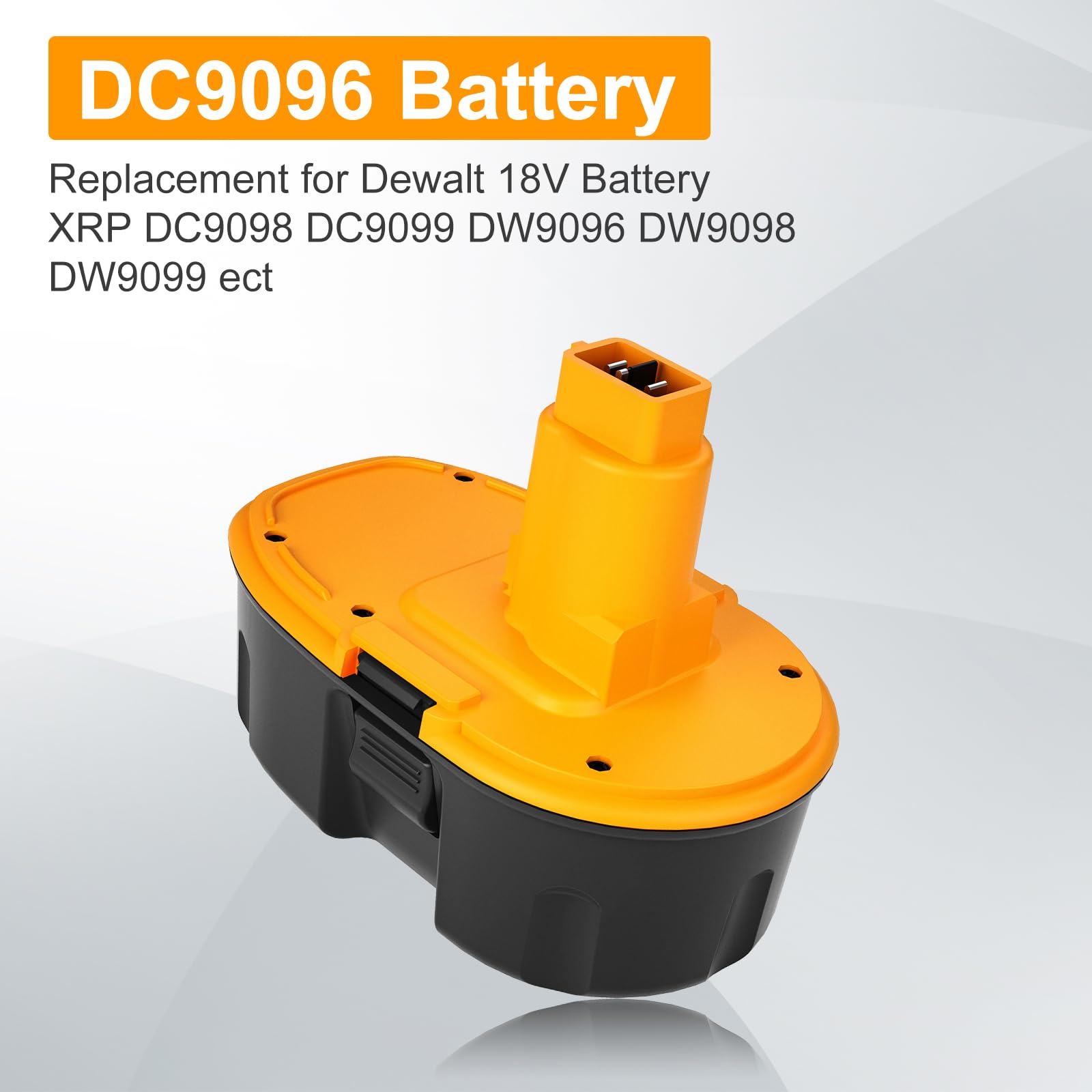 Amsbat 2 Packs 4500mAh High Capacity Ni-Mh DC9096 DC9098 DC9099 DW9096 Battery Replacement for Dewalt 18V Battery XRP Compatible with Dewalt 18 Volt Battery DW9098 DW9099 DE9095 DE9098 DE9091(Yellow)