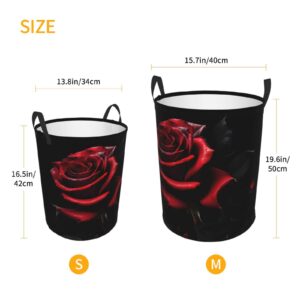 Red And Roses Print Laundry Hamper Laundry Basket Hamper Clothes Storage Bucket Clothes Bag Toy Basket