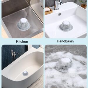 Bathtub Drain Hair Catcher,Bathtub Drain Cover,Silicone Collapsible Bathtub Drain Protector for Pop-Up Stoppers & Regular Drains of Shower, Bathtub, Bathroom,Kitchen,handbasin, Sink (Grey 2Pack)