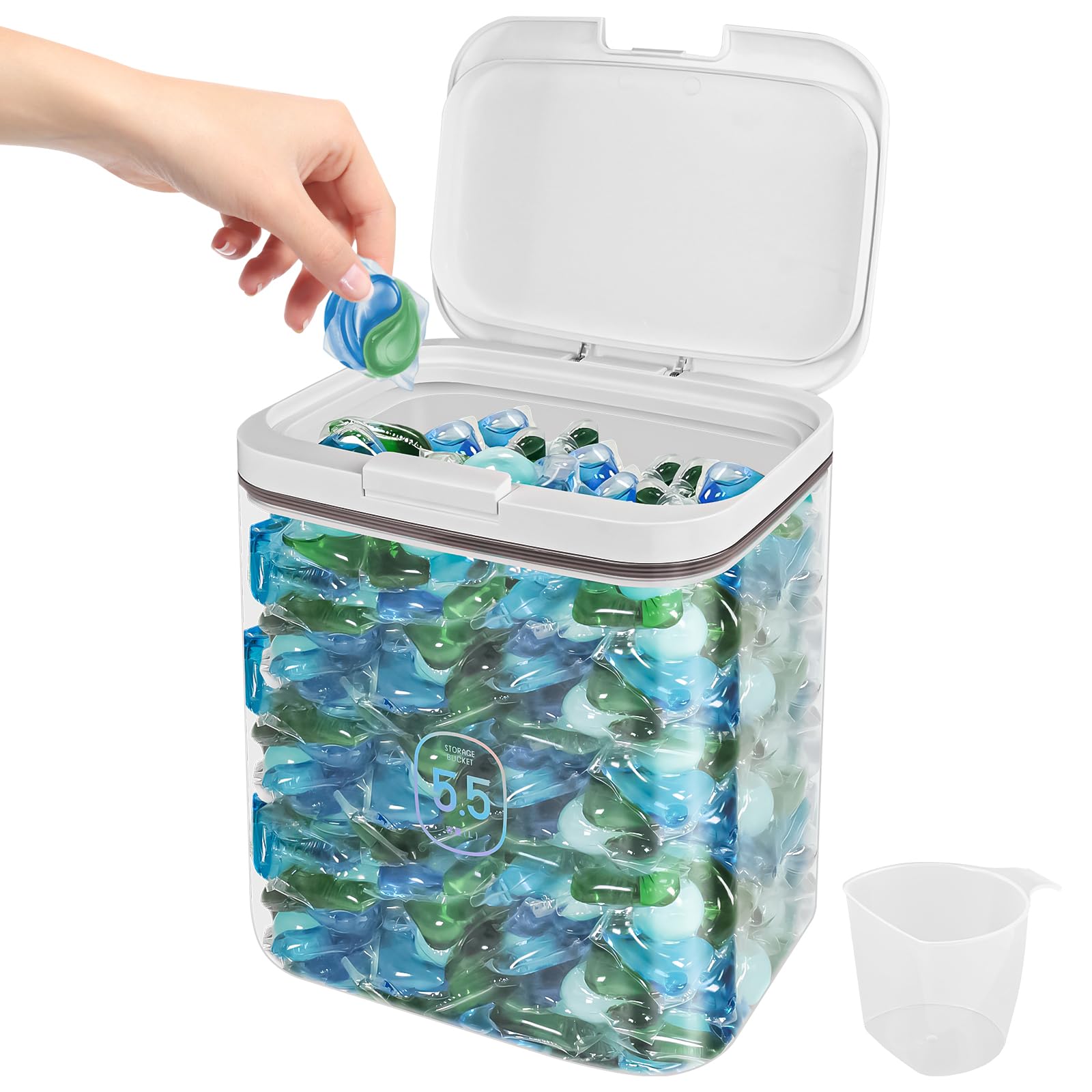 Laundry Pods Container, 194 Oz Laundry Room Organization and Storage Container, Laundry Detergent Holder with Lid and Scoop, Laundry Pods Holder for Laundry Beads, Laundry Powder, Scent Booster