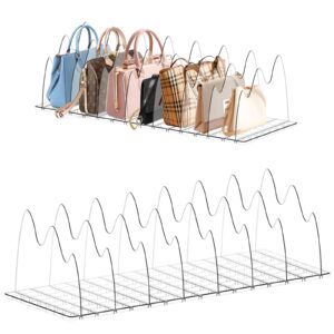 purse organizer for closet, 8pcs adjustable clear handbag storage organizer, shelf dividers for closet organization, small bookshelf separator bag dividers for bedroom, house, office, cabinet