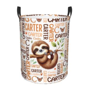 personalized laundry sloth hamper basket,custom sloth gifts with name,sloth laundry basket,oxford fabric clothes hamper with handles for bathroom bedroom,dormitory room,laundry room,medium