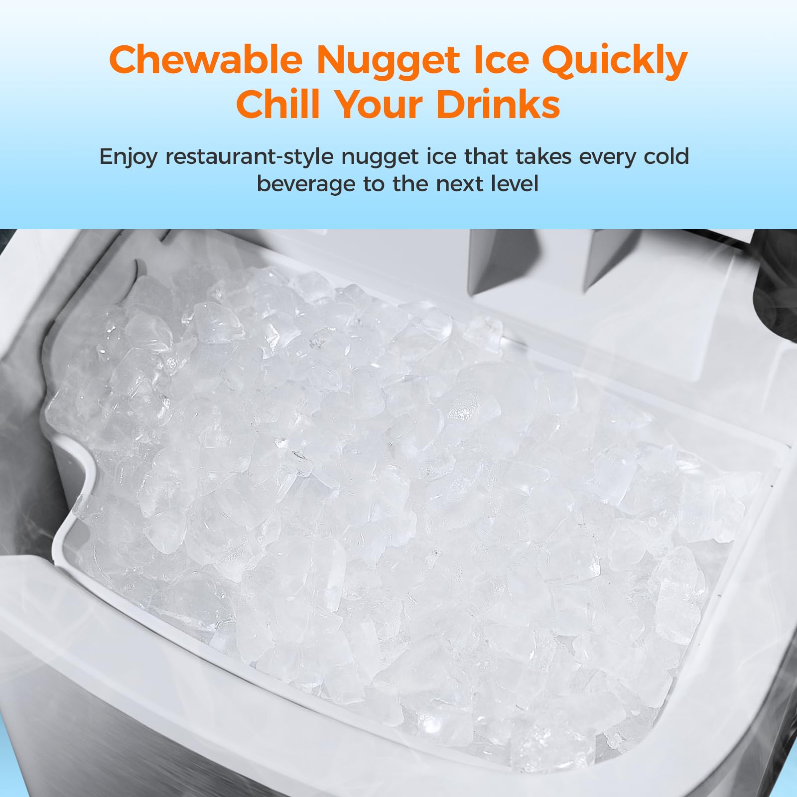 Vividmoo Ice Makers Countertop with Handle,33Lbs/24H,Portable Ice Maker Machine with Self-Cleaning,Perfect for Home Kitchen(Sliver)