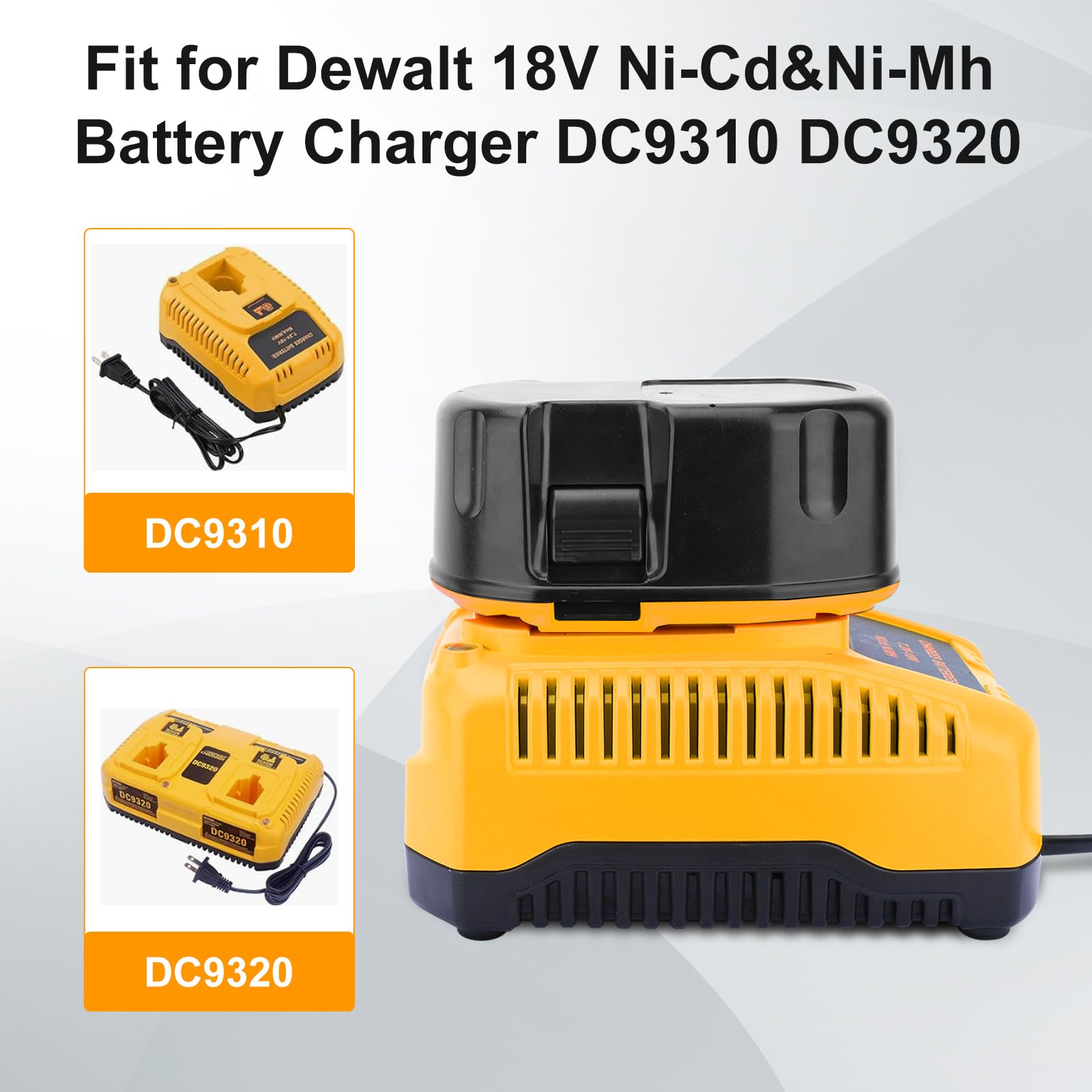 Amsbat 2 Packs 4500mAh High Capacity Ni-Mh DC9096 DC9098 DC9099 DW9096 Battery Replacement for Dewalt 18V Battery XRP Compatible with Dewalt 18 Volt Battery DW9098 DW9099 DE9095 DE9098 DE9091(Yellow)