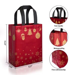 STYPOP 16 Pack 10" Christmas Gift Bags Medium Size with Tissue Paper, Reusable Christmas Tote Bags with Handles, Non-Woven Holiday Gift Bags for Christmas Gift Wrap, 10.2" * 8.3" * 4"