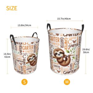 Personalized Laundry Sloth Hamper Basket,Custom Sloth Gifts with Name,Sloth Laundry Basket,Oxford Fabric Clothes Hamper With Handles For Bathroom Bedroom,Dormitory Room,Laundry Room,Medium