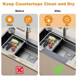 4"X20" Silicone Sink Kitchen Edge Protector, Upgrade Splash Guard Kitchen Sink Accessories, Bathtub Sink Guard Stainless Steel Sink Protectors For Granite, Quartz Countertop (Gray)