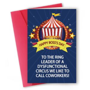 mqmryeto funny boss's day card, ring leader of dysfunctional circus card, boss appreciation card, boss day card gifts for men women, boss birthday card