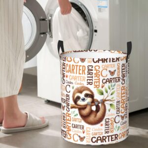 Personalized Laundry Sloth Hamper Basket,Custom Sloth Gifts with Name,Sloth Laundry Basket,Oxford Fabric Clothes Hamper With Handles For Bathroom Bedroom,Dormitory Room,Laundry Room,Medium