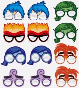 funny photo booth props for inside out2 cartoon cosplay paper mask glasses-12pcs, fun themed birthday party favors gift, selfie dress up supplies; tgdj