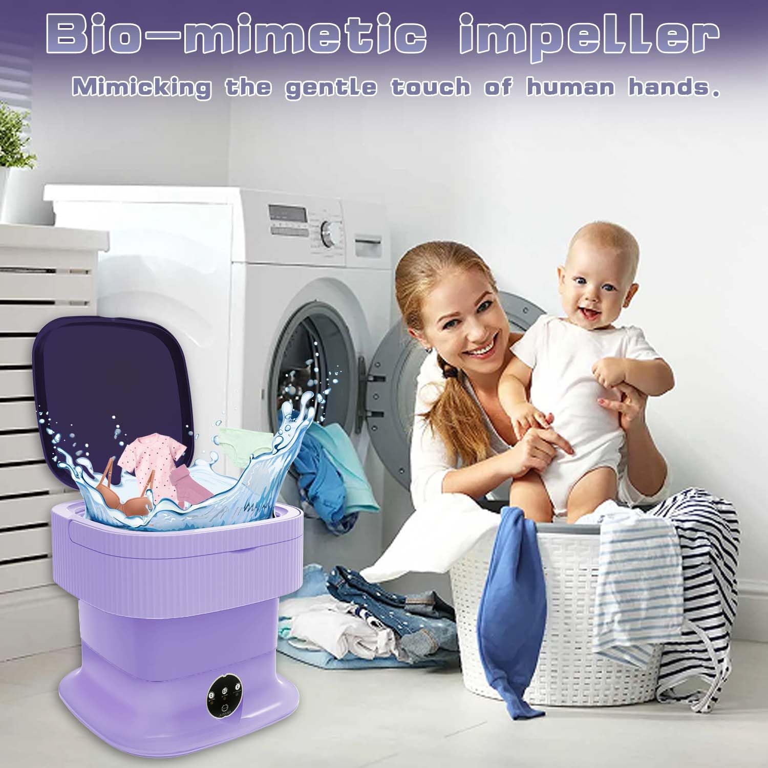 13L Portable Washer, Versatile Small Collapsible Washer and Dryer, Space-Saving Folding Washing Machine for On-the-Go Laundry Needs, Suitable for Travel, College Dorms