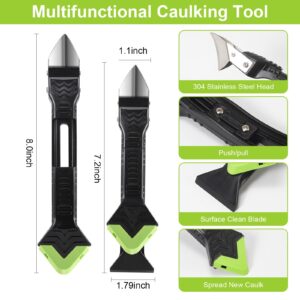 Caulking Tool 3 in 1 Caulking Grout Removal Tool Sealant Finishing Tool Bathtub Caulk with Stainless Head, Caulk Remover Glass Glue Angle Scraper for Bathroom, Kitchen,Floor,Window,Sink Joint,Frames