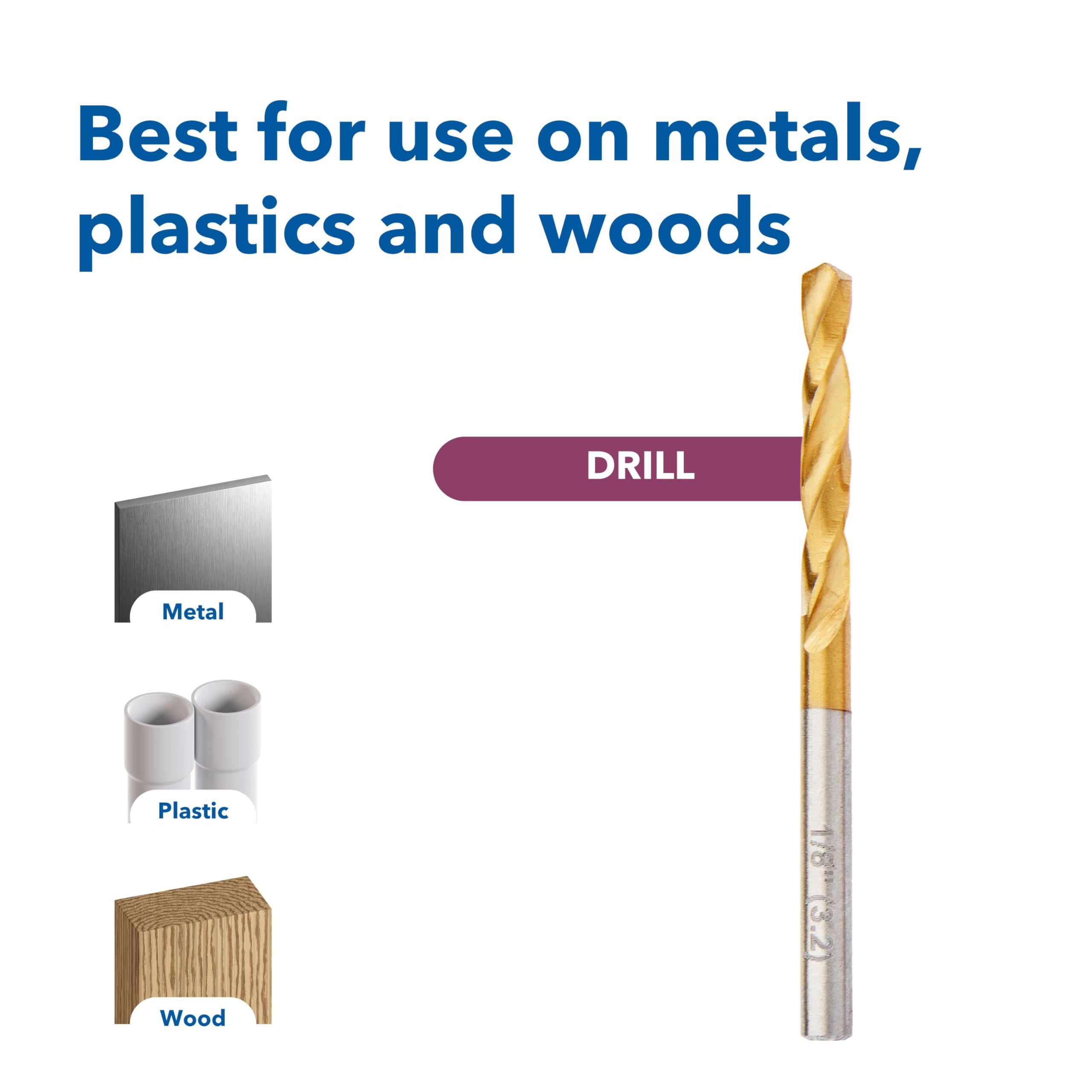 Dremel 628HP 7 Piece Titanium-Coated Rotary Drill Bit Set - Ideal for Wood and Soft Metals Drilling