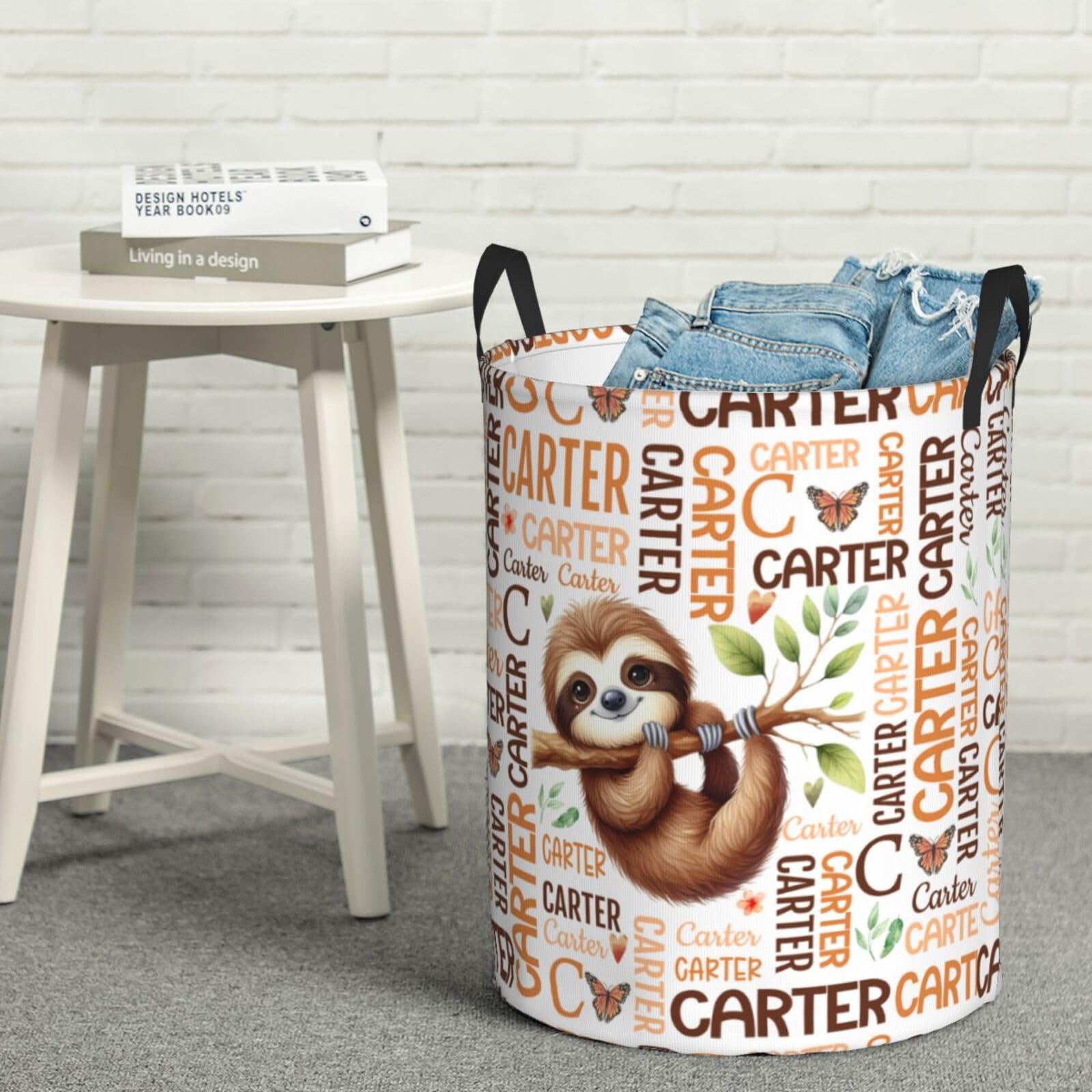 Personalized Laundry Sloth Hamper Basket,Custom Sloth Gifts with Name,Sloth Laundry Basket,Oxford Fabric Clothes Hamper With Handles For Bathroom Bedroom,Dormitory Room,Laundry Room,Medium