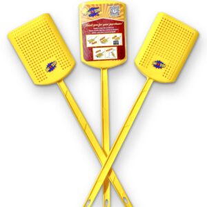 Swat-N-Scoop, Heavy Duty Fly Swatter and Spider Catcher and Release. Insect Fly Catchers for Inside Home. House Fly Swatter or Humane Bug Catcher with Built in Insect Scoop. (3pk, Yellow)