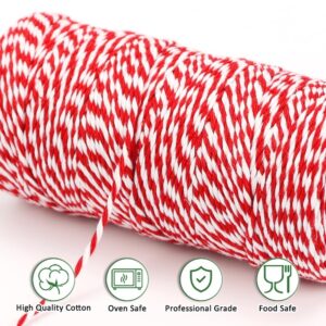 Tenn Well Butchers Twine, 328 Feet 2mm Food Safe Cooking Twine, Red and White Kitchen Twine for Roasting, Baking, Trussing Turkey, Tying Meat and More