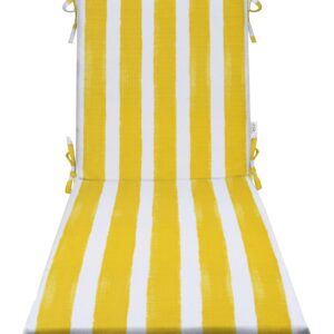 RSH DECOR: Foam Chaise Lounge Seat Cushion | 72” x 21” x 3” | All-Weather Spun Fabric | Water and Fade-Resistant | Outdoor Chair Cushion for Patio Furniture | Yellow & White Stripe