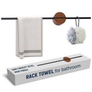 myhuongvn towel racks for bathroom - towel holder for bathroom wall - hand towel holder for bathroom - bathroom hand towel holder - 20-inch walnut and black aluminum bar