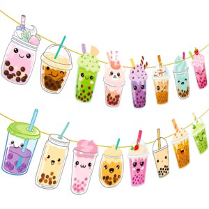 2pcs bubble milk tea party banners bubble tea birthday party decorations pearl milk tea cutout banners boba tea party decorations for bubble boba tea theme birthday party baby shower supplies