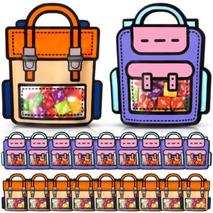 locmeo 20 pcs birthday gift bags plastic goodie bags stuffer for kids top handle reusable backpack goodie bag candy bag cute treat bag with handle for halloween party favors(orange, purple)