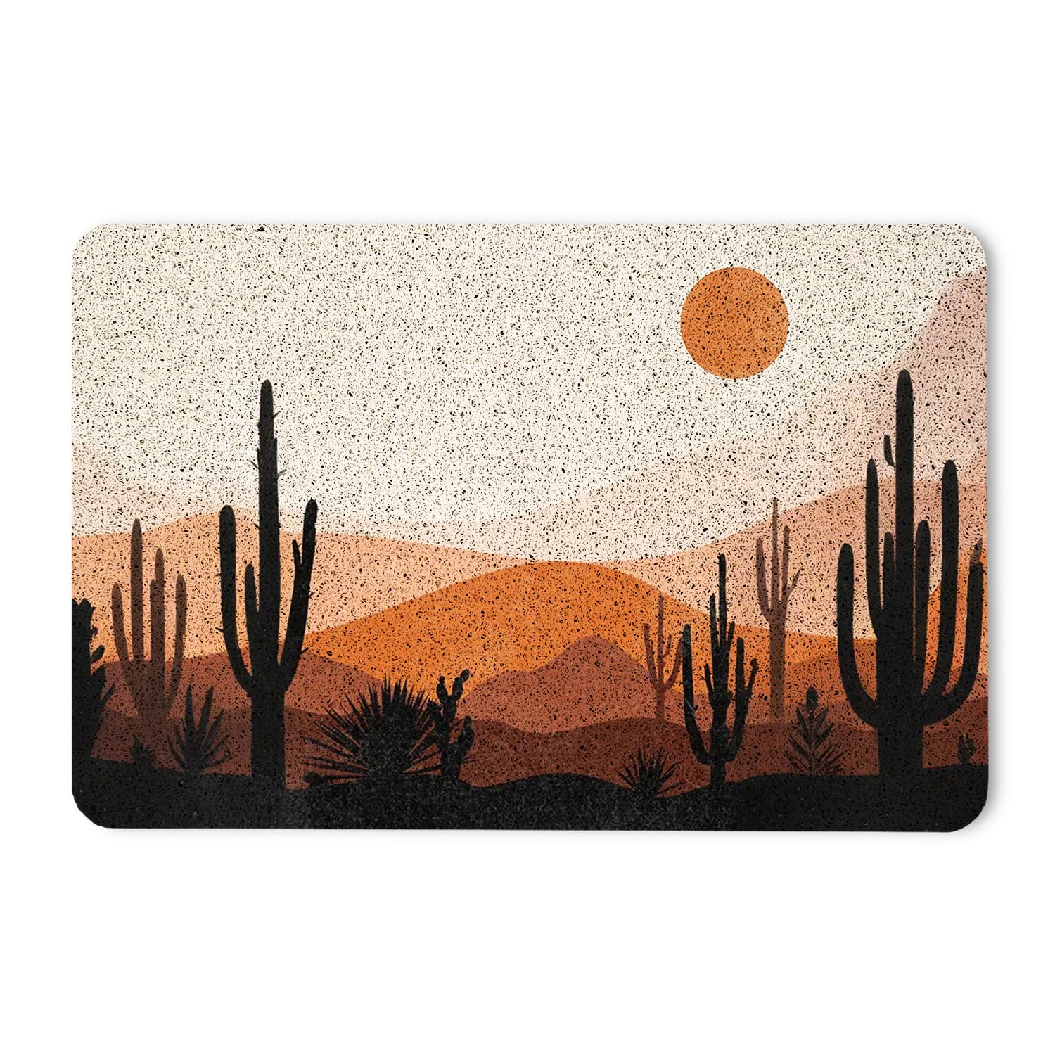 YeiHe Abstract Boho Door Mat, Boho Sun Desert Cactus Mountain Landscape Front Door Mats Outdoor, Mid Century Modern Boho Door Mat Outdoor Indoor Entrance, Boho Welcome Mat, 17x30 Inches