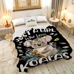 Koalas Blanket for Girls Just A Girl Who Loves Koala Gifts for Women Soft Comfortable Throw Blanket for Bedding Sofa Chairs Camping 40x50inches