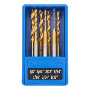 dremel 628hp 7 piece titanium-coated rotary drill bit set - ideal for wood and soft metals drilling